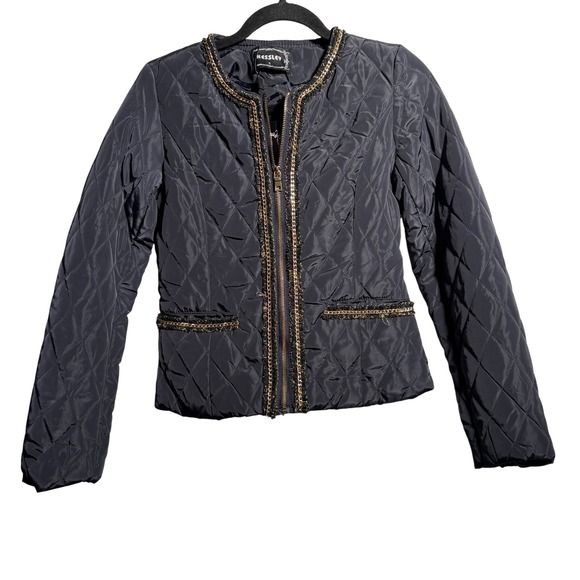 Kessley | Jackets & Coats | Nwt Kessley Quilted Gold Chain Trim Bomber ...